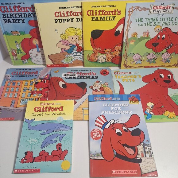 Scholastic | Toys | 9 Clifford Big Red Dog Book Lot Puppy Fairy Tails ...